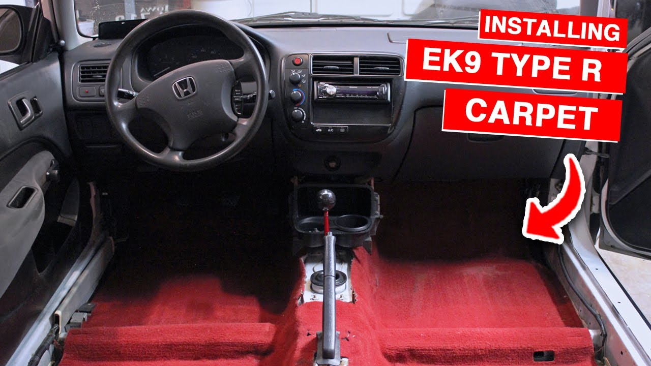 Installing JDM EK9 Civic Type R Red Carpet Into Project EK - YouTube