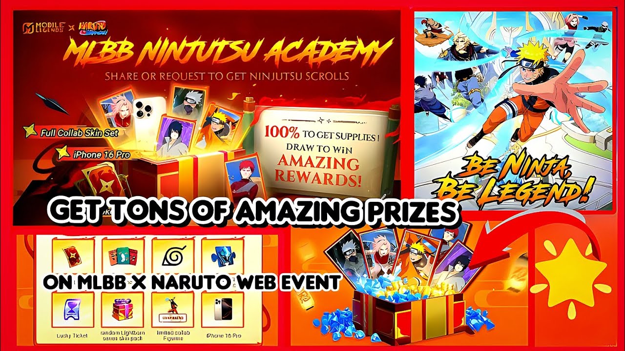 GET IPHONE 16 PRO AND DIAMONDS AND TONS OF AMAZING REWARDS ON MLBB X NARUTO WEB EVENT #mlbb ...