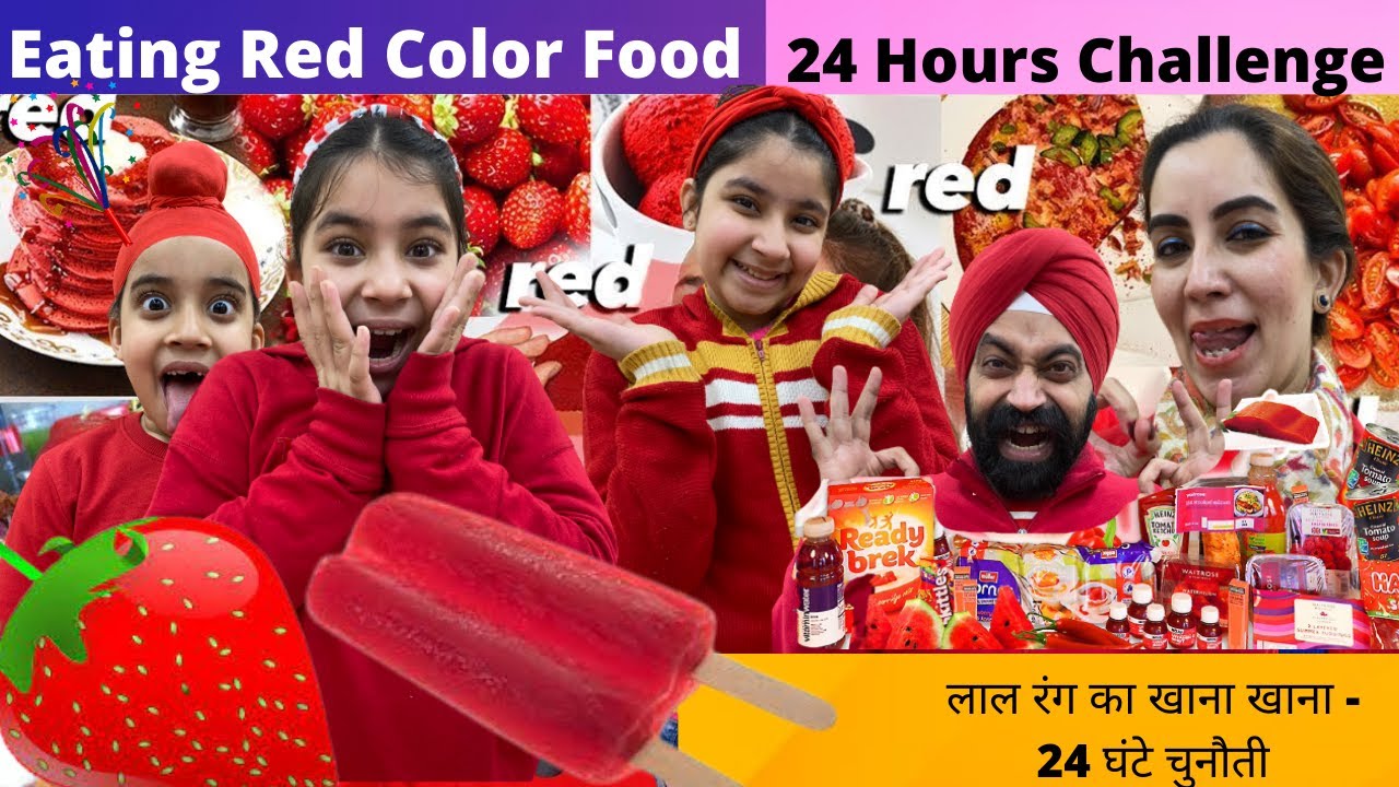 Eating Red Color Food - 24 Hours Challenge | Ramneek Singh 1313 | RS ...