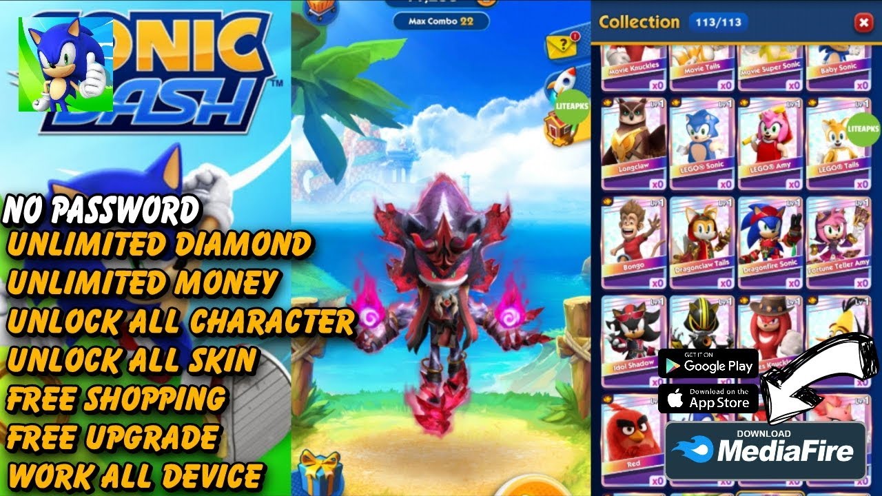 Sonic Dash Mod Apk Terbaru - Unlock All Character & Unlimited Money ...