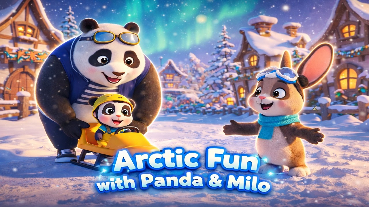 Arctic Fun with Panda & Milo 🐼🐰 Snow Village Story - YouTube