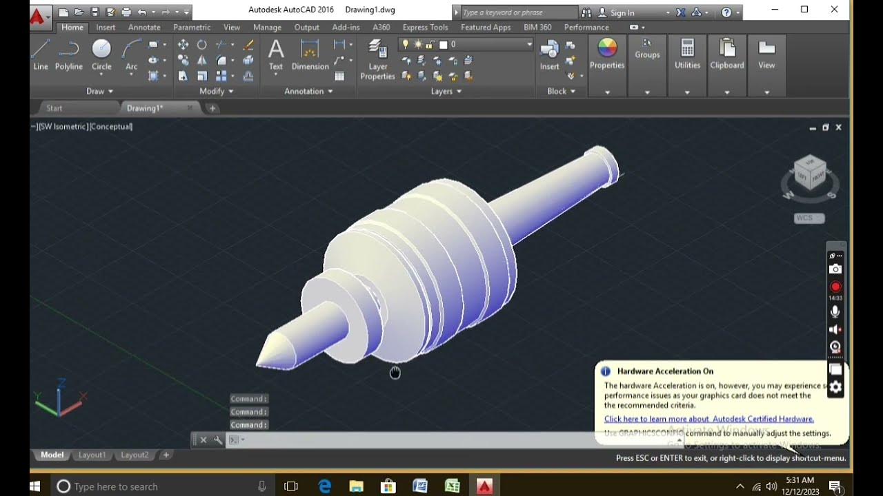 revolving centre 3d assembly auto cad 2016 - YouTube