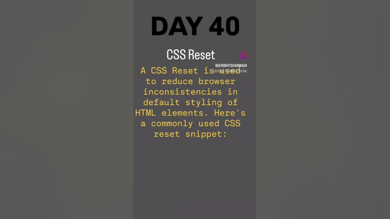 DAY 40 CSS Reset - YouTube