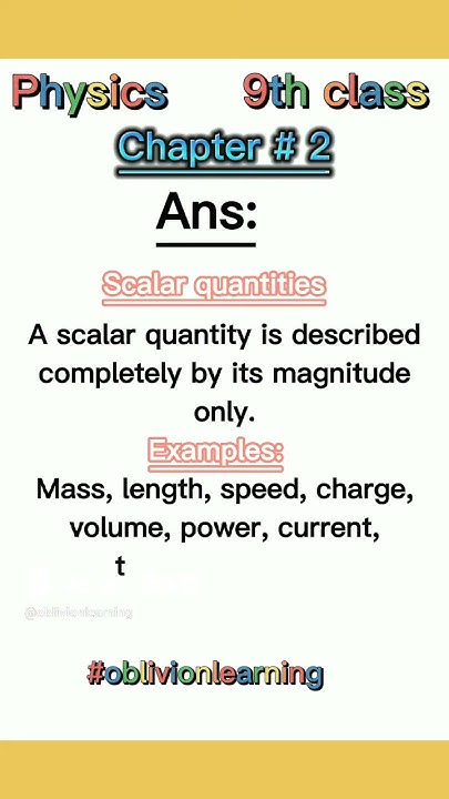 Differentiate between scalar and vector quantities? | Physics | Oblivion Learning - YouTube