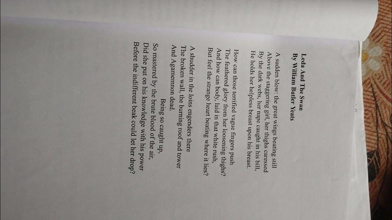 Leda and The swan by W. B Yeats line by line analysis - YouTube