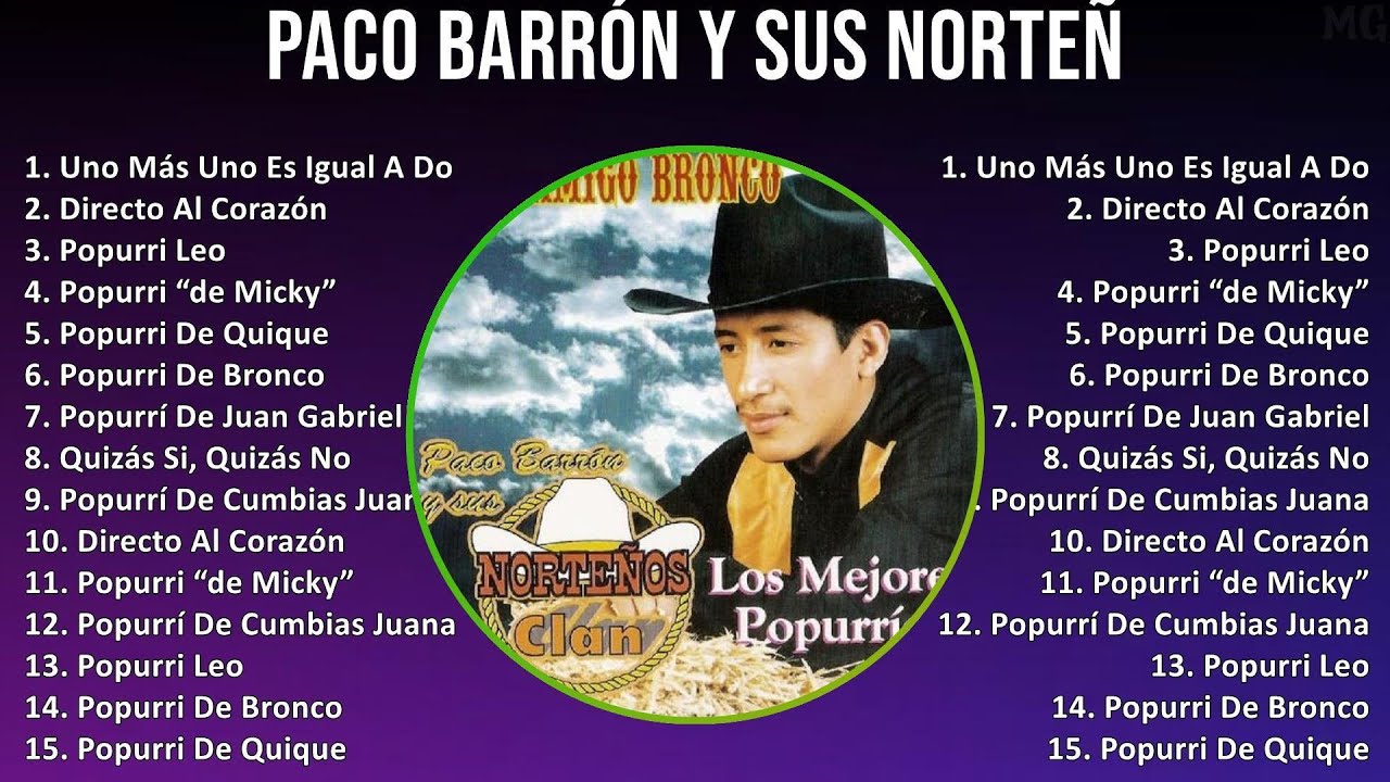 Paco Barrón Y Sus Norteños Clan 2025 MIX Top Hits - Uno Más Uno Es ...