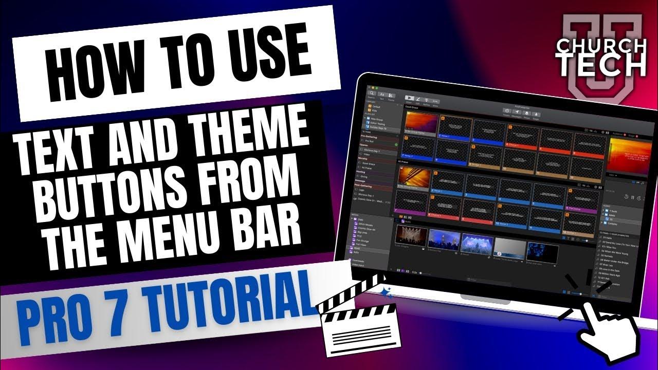 ProPresenter 7 Tutorial: How to use text and theme buttons from the menu bar - YouTube