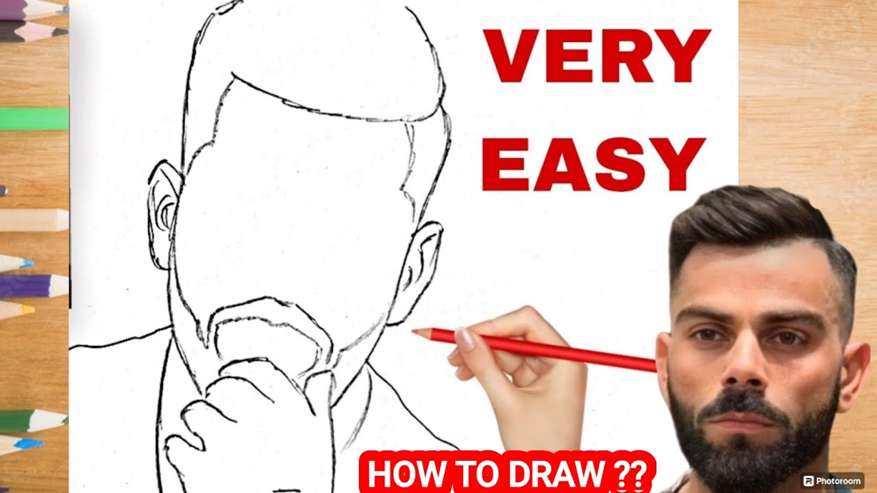 How To Draw Virat Kohli Step By Step // Easy Virat Kohli drawing ...