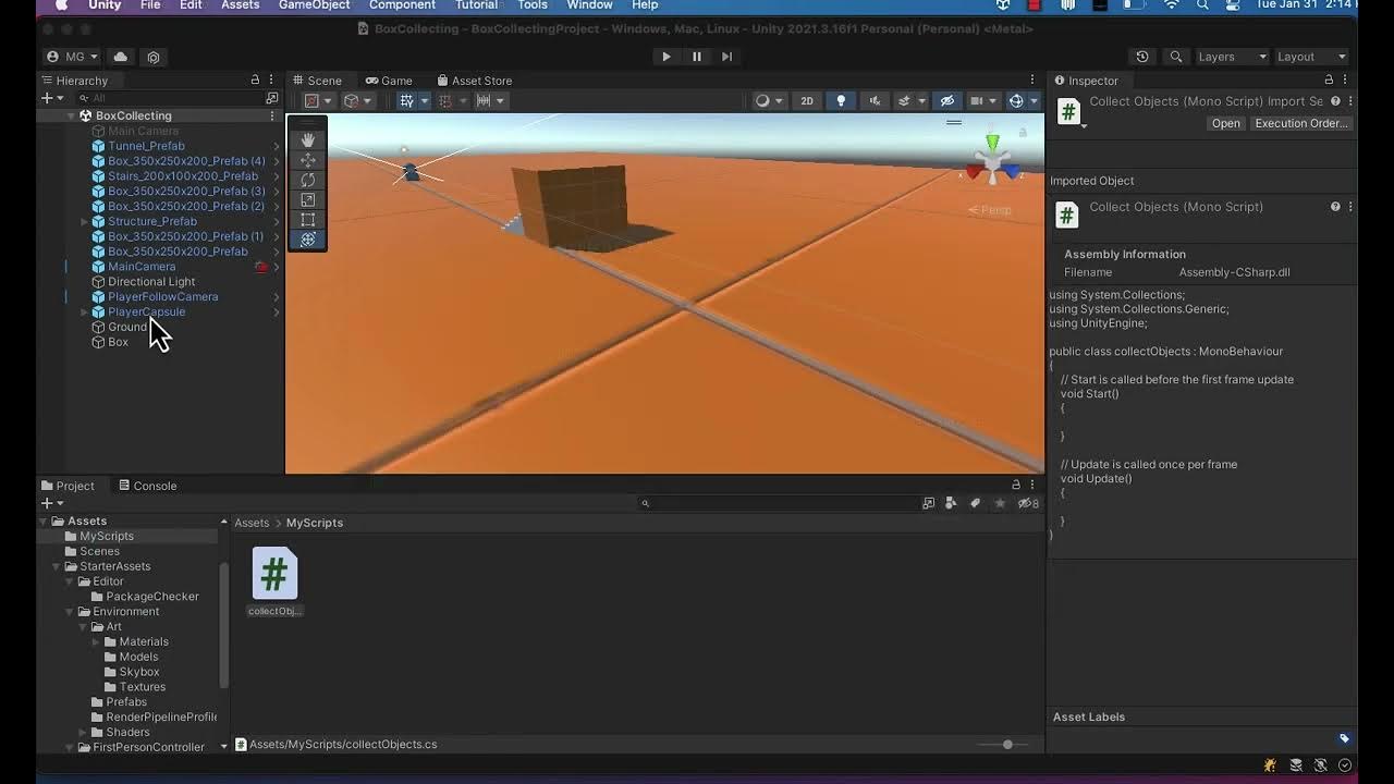 Unity Box Collecting Part 6-First C# Script - YouTube