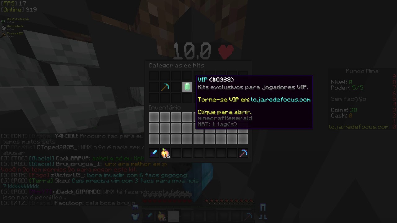 SERVER DE FACTIONS 1.8.9 VIP FREE OP (REDE FOCOS ) - YouTube