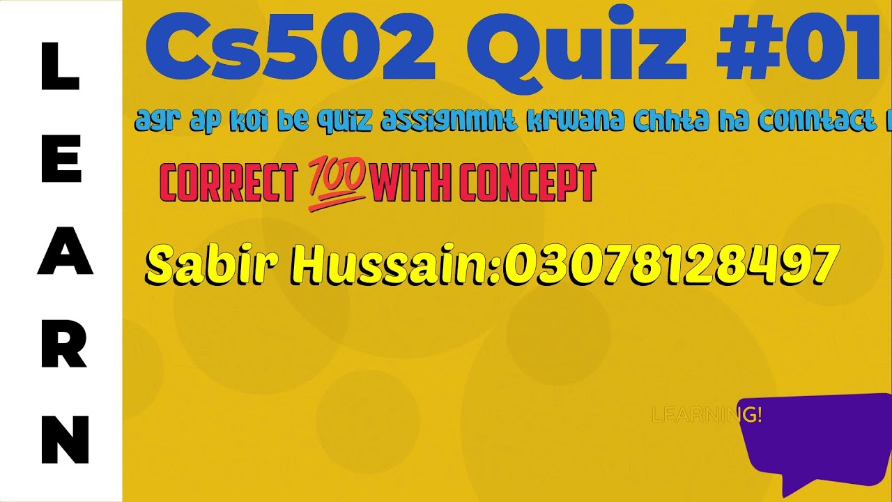 cs502 quiz no 1 2024 solution 100% correct ||Cs502 quiz 1 solution|| Cs 502 quiz no 1 #solution ...