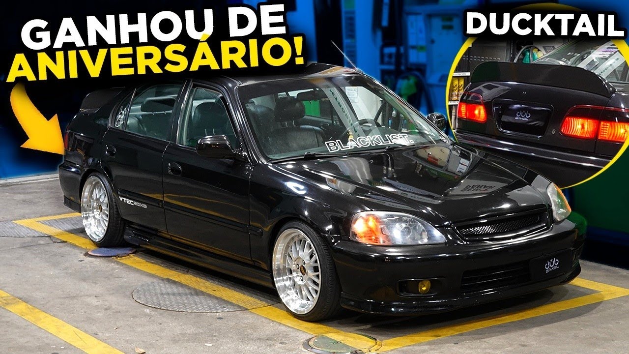 HONDA CIVIC COM AEROFOLIO ÚNICO E RODA TALUDA - YouTube