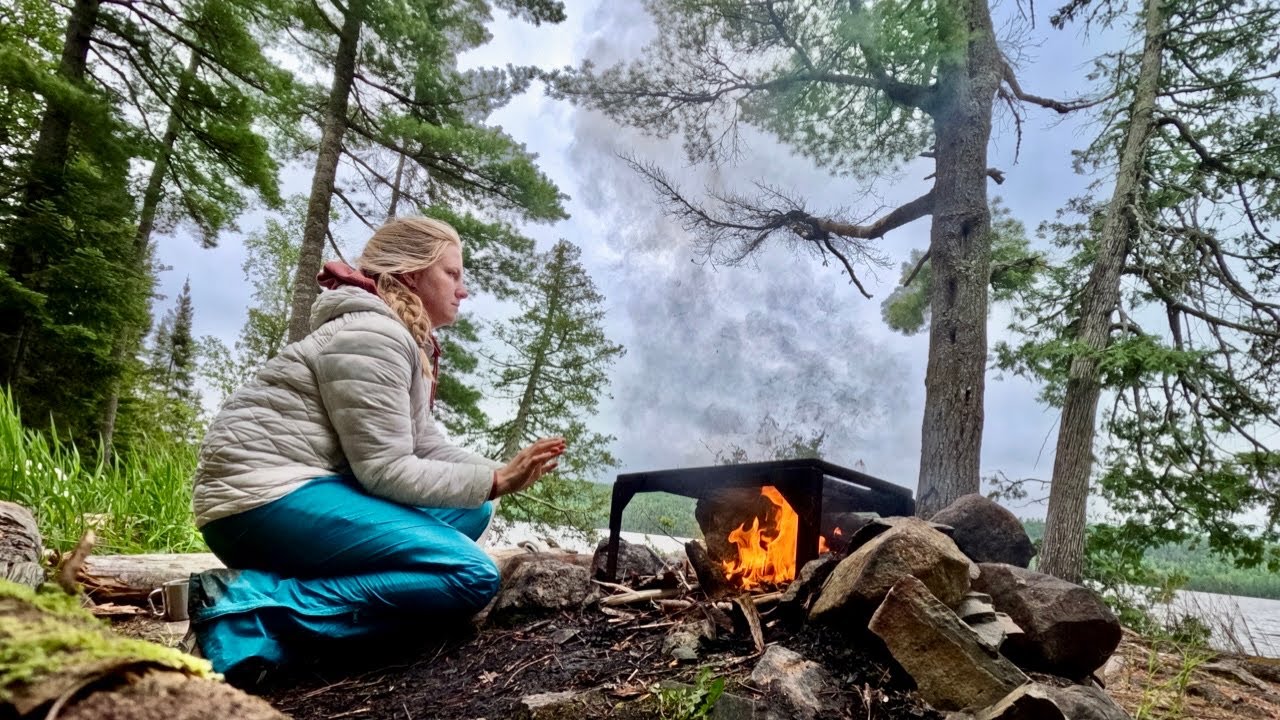 SOLO CANOE CAMPING - WINDY & RAINY in BWCA Wilderness 2024 - YouTube