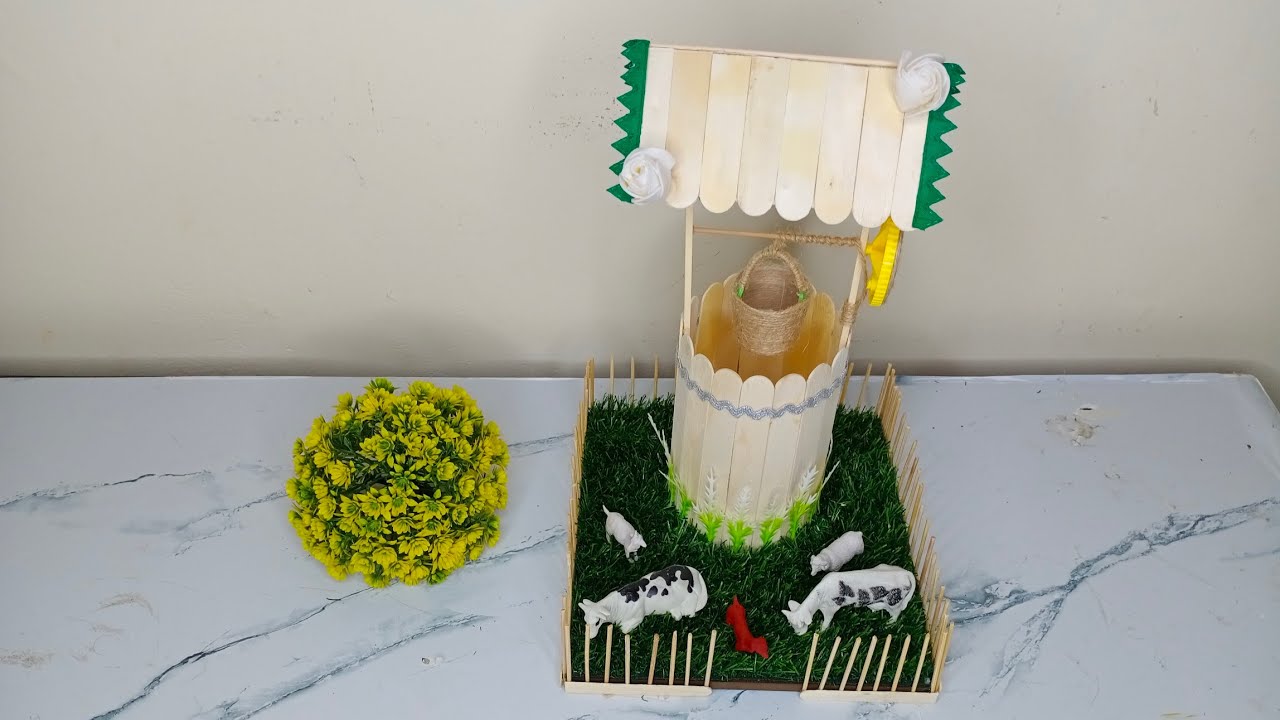 DIY Artificial water well with ice cream sticks | beautiful decorating ...