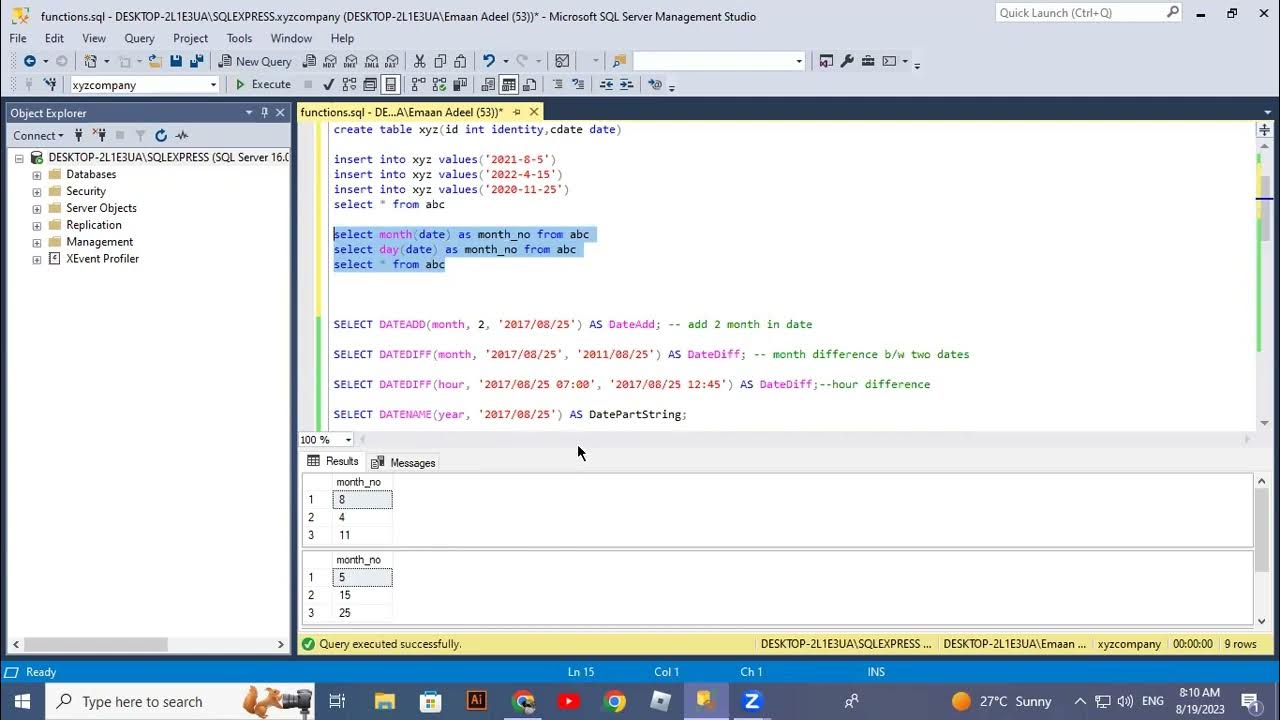 Learning Data Analytics | SQL Server | Functions - YouTube
