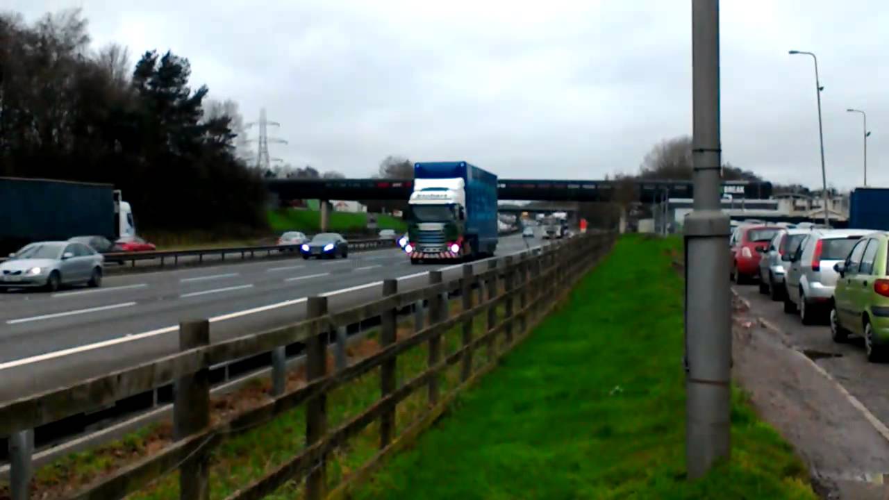 Stobart H2049 with a new Tesco trailer on the m6 - YouTube