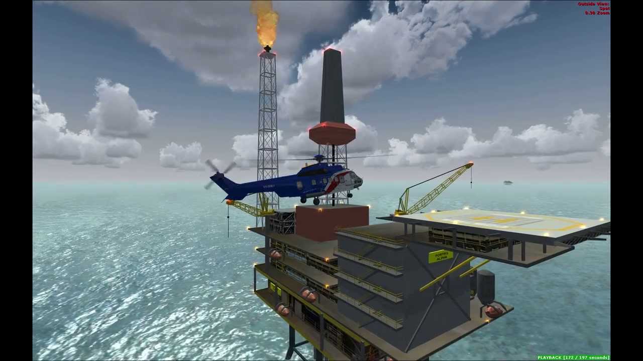 Super Puma Transfer between two platforms Flight Simulator X - YouTube