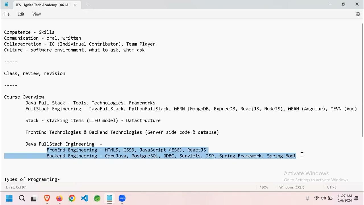 Java FullStack - 1 (Programming types, Application types) - January 2024 - YouTube
