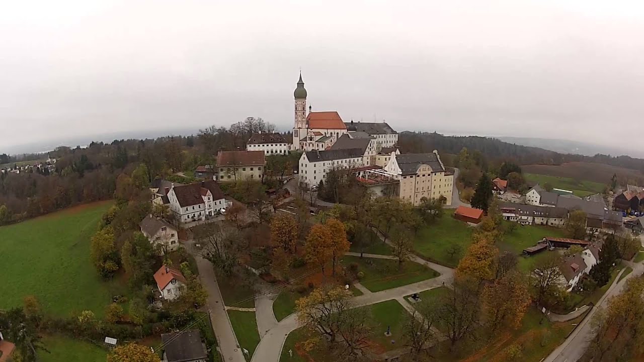 Kloster Andechs am Ammersee im Spätherbst - Bayern von oben ...