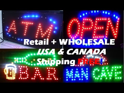 WHOLESALE Led Signs - ATM, OPEN, BAR, MANCAVE Signs: Ship FREE! - YouTube