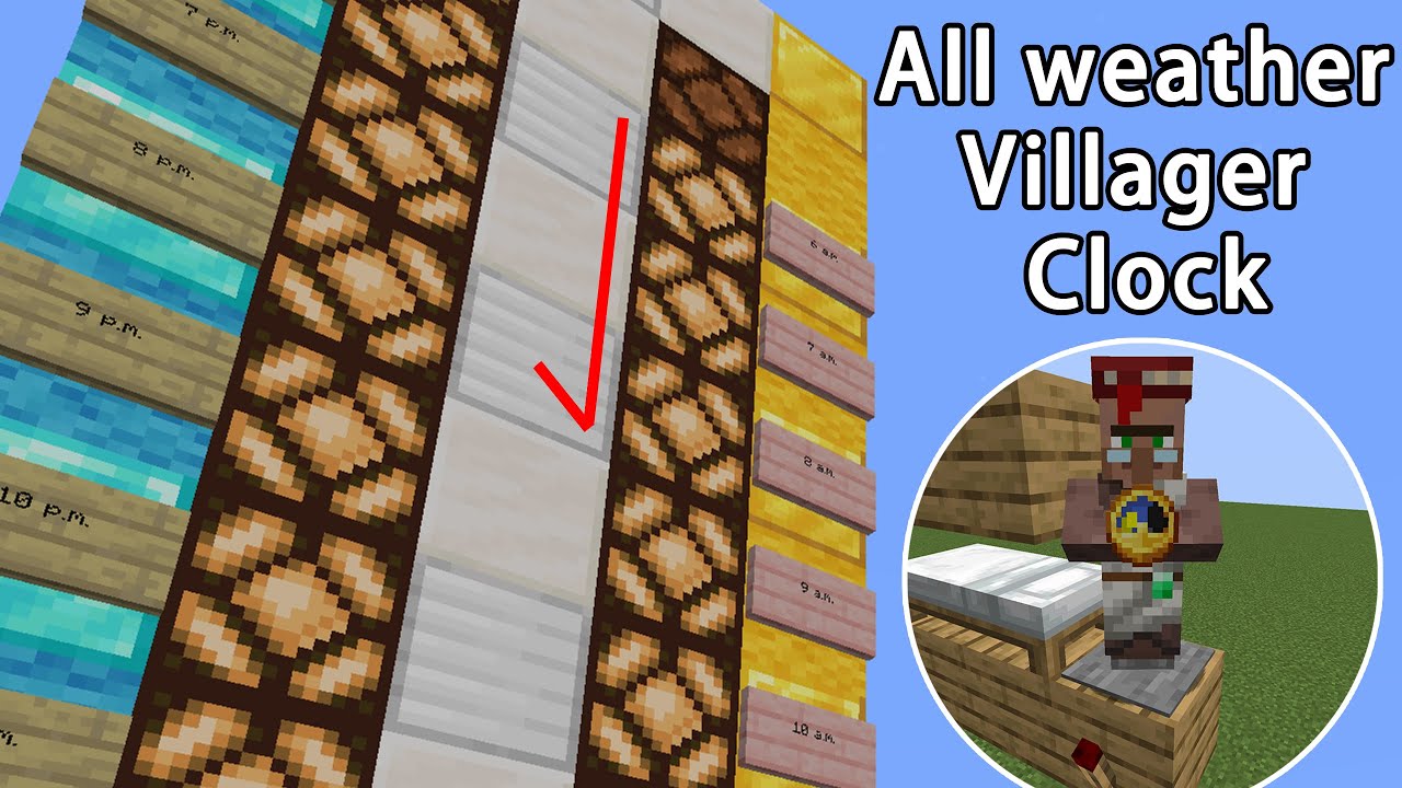 All weather day/night villager redstone clock | Minecraft Java 1.16 ~ 1 ...