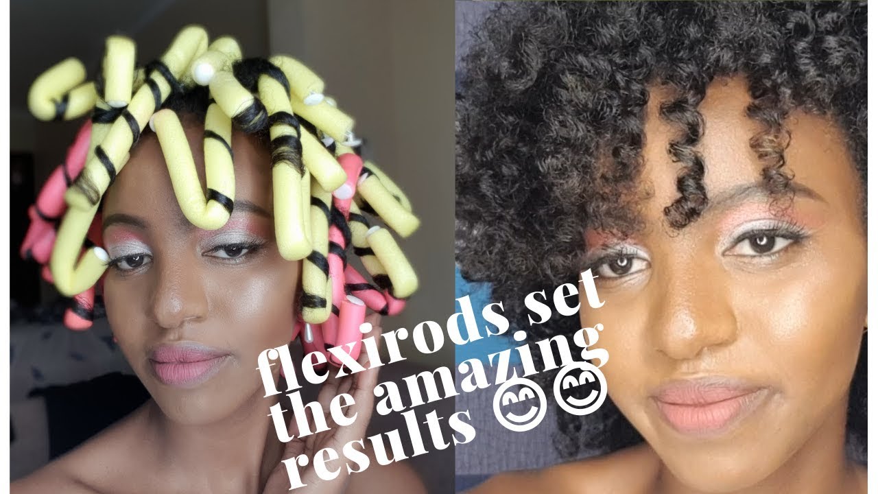 FLEXI ROD SET ON NATURAL HAIR USING 38 RODS - YouTube