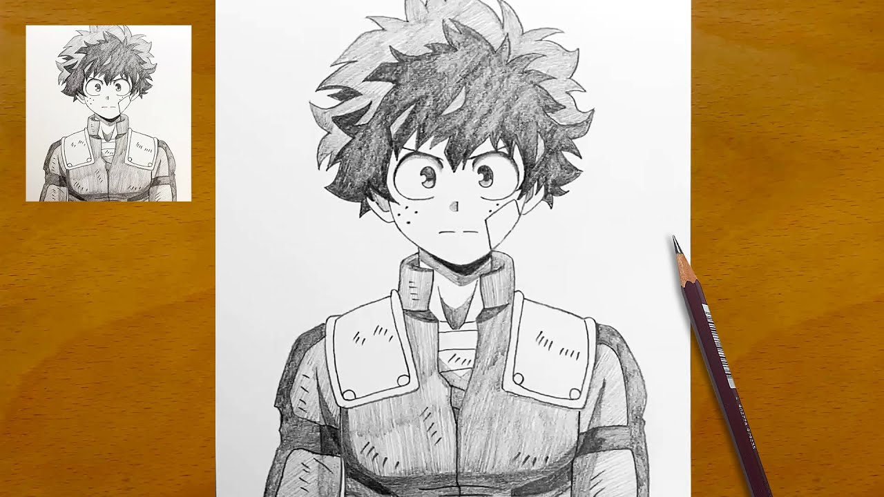 How to Draw Izuku Midoriya from My Hero Academia || Easy Anime Drawing ...