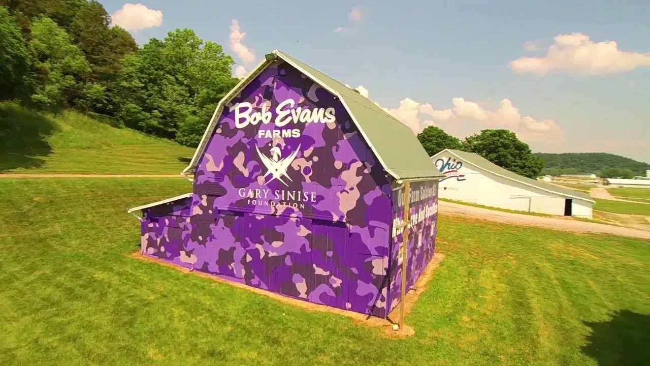 Barns From Above; Bob Evans salutes the military barn - YouTube