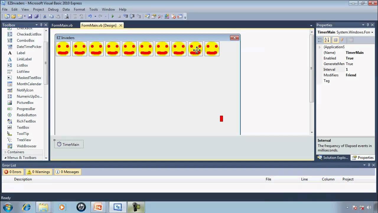 Visual Basic Express 2010 Tutorial 39 Copy And Paste Arrays Section 2/2 - EZInvaders Part 8 Game ...