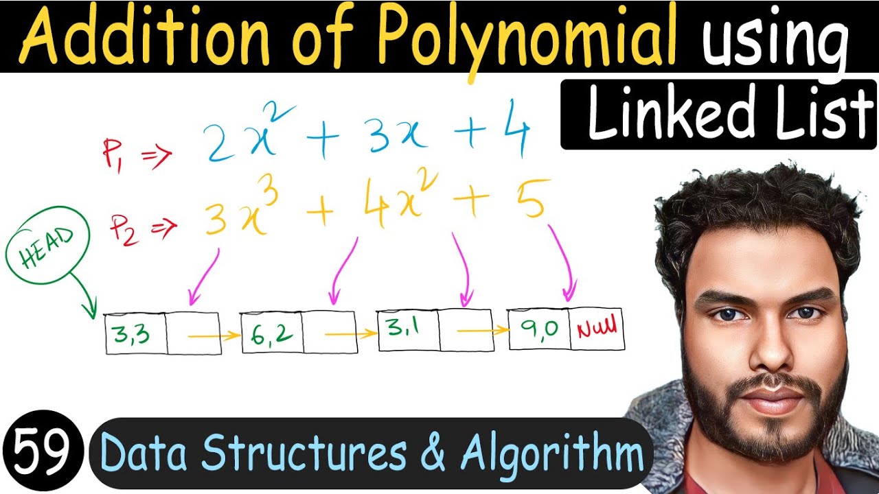 59 - Addition of Two Polynomials Using Linked List | Data Structures - YouTube