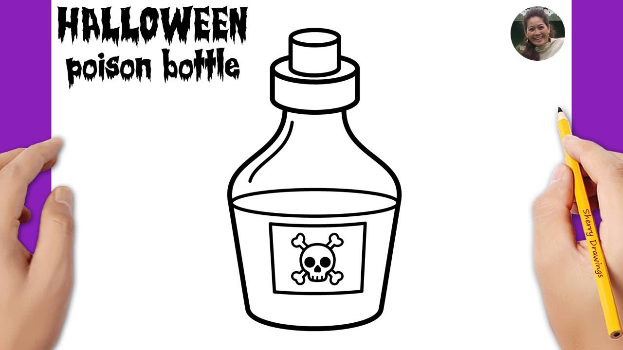 How To Draw A Halloween Potion Bottle Easy | How to draw Halloween ...