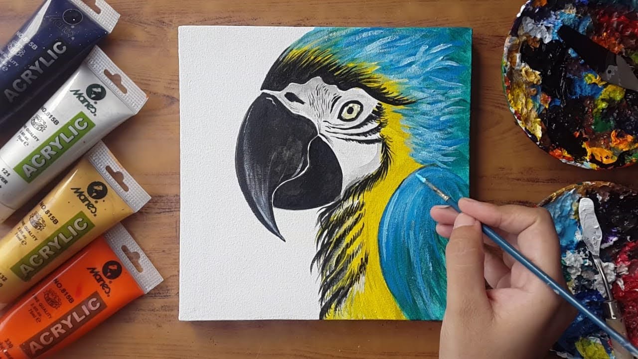 Macaw Parrot Acrylic Painting | Macaw Parrot Painting | Acrylic ...