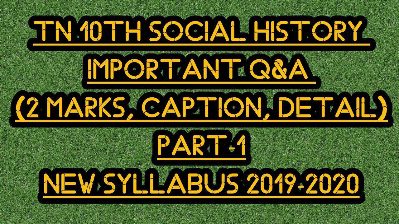 TN 10th social IMPORTANT Q&A(2 marks, 5 marks, caption)|HISTORY part-1 ...