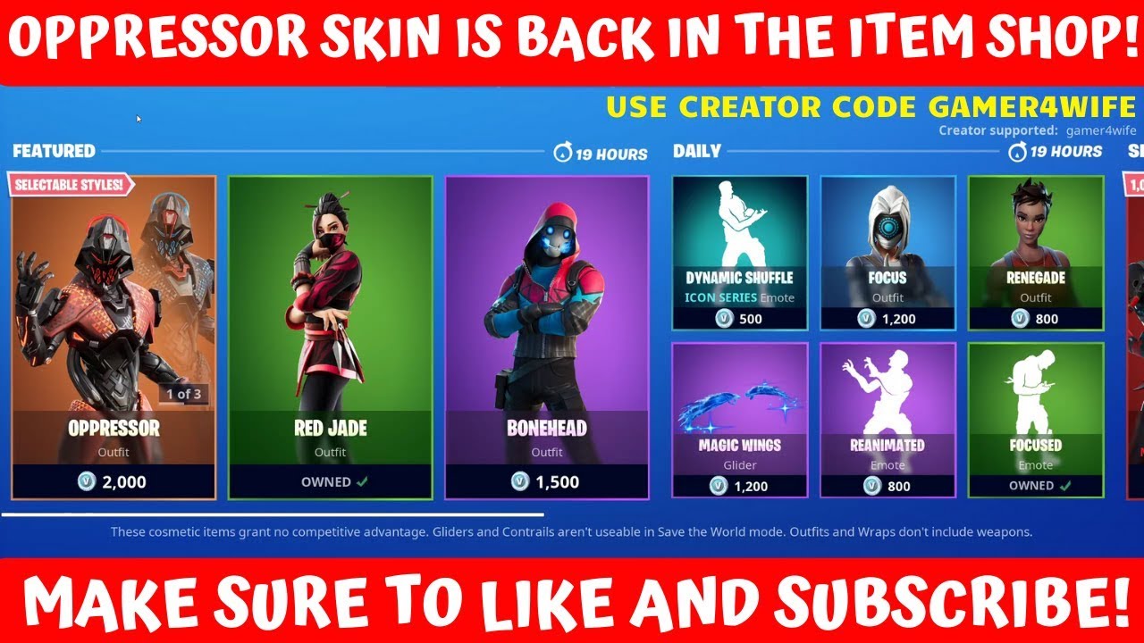 Oppressor Skin Back!! Fortnite Item Shop April 21, 2020 - YouTube