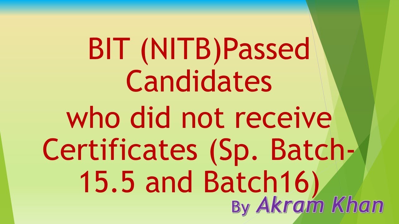 BIT NITB Certificate Not Received (solution) - YouTube
