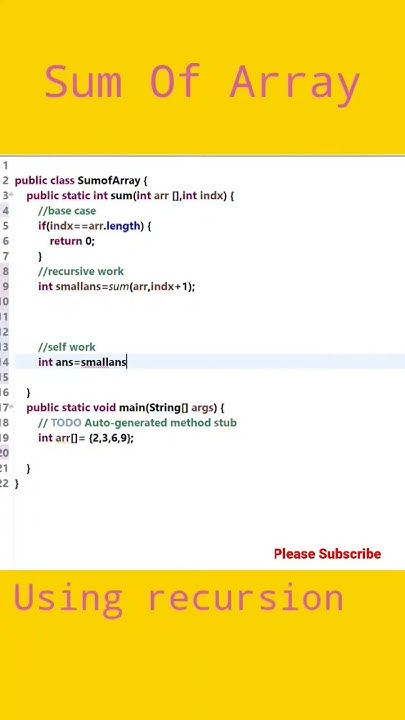 Sum Of Array Using Recursion Coding Java Shortvideo Viral Recursion Dsa Recursion Youtube