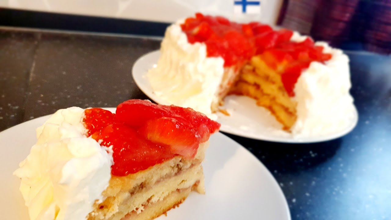 Finnish strawberry cake - Mansikkakakku recipe - YouTube