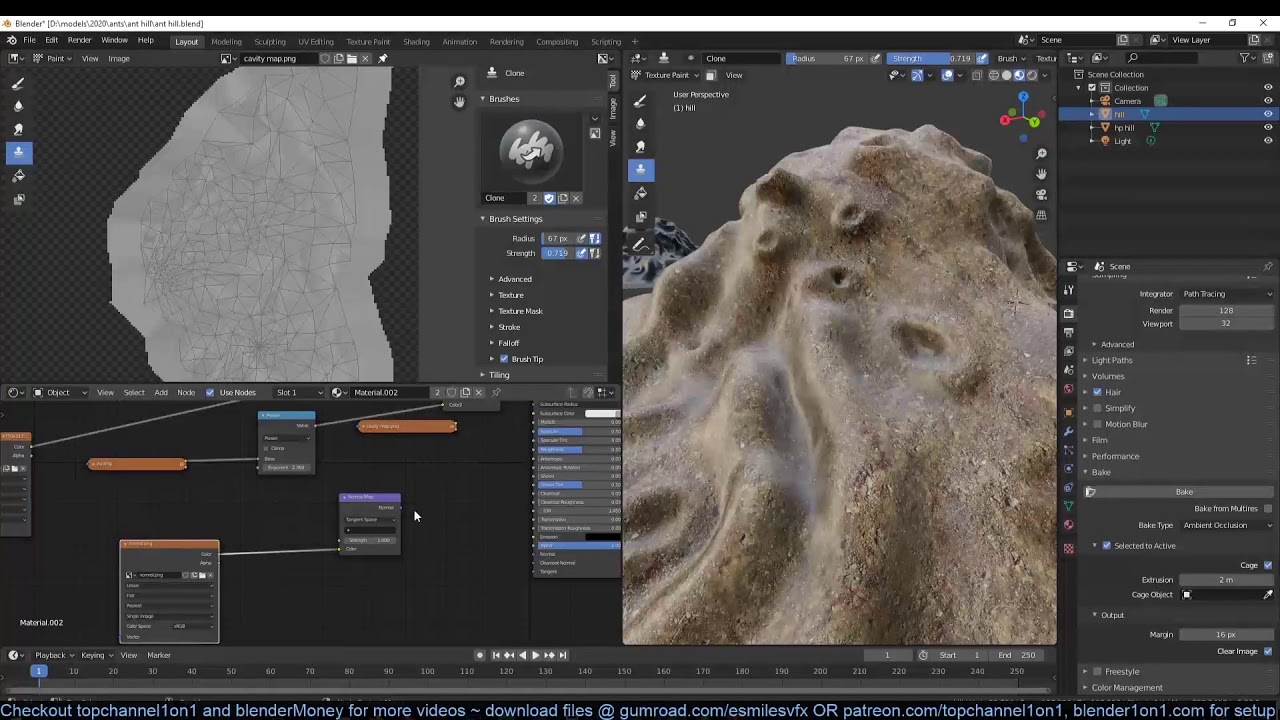 how to sculpt and texture an ant hill or hive in blender - YouTube