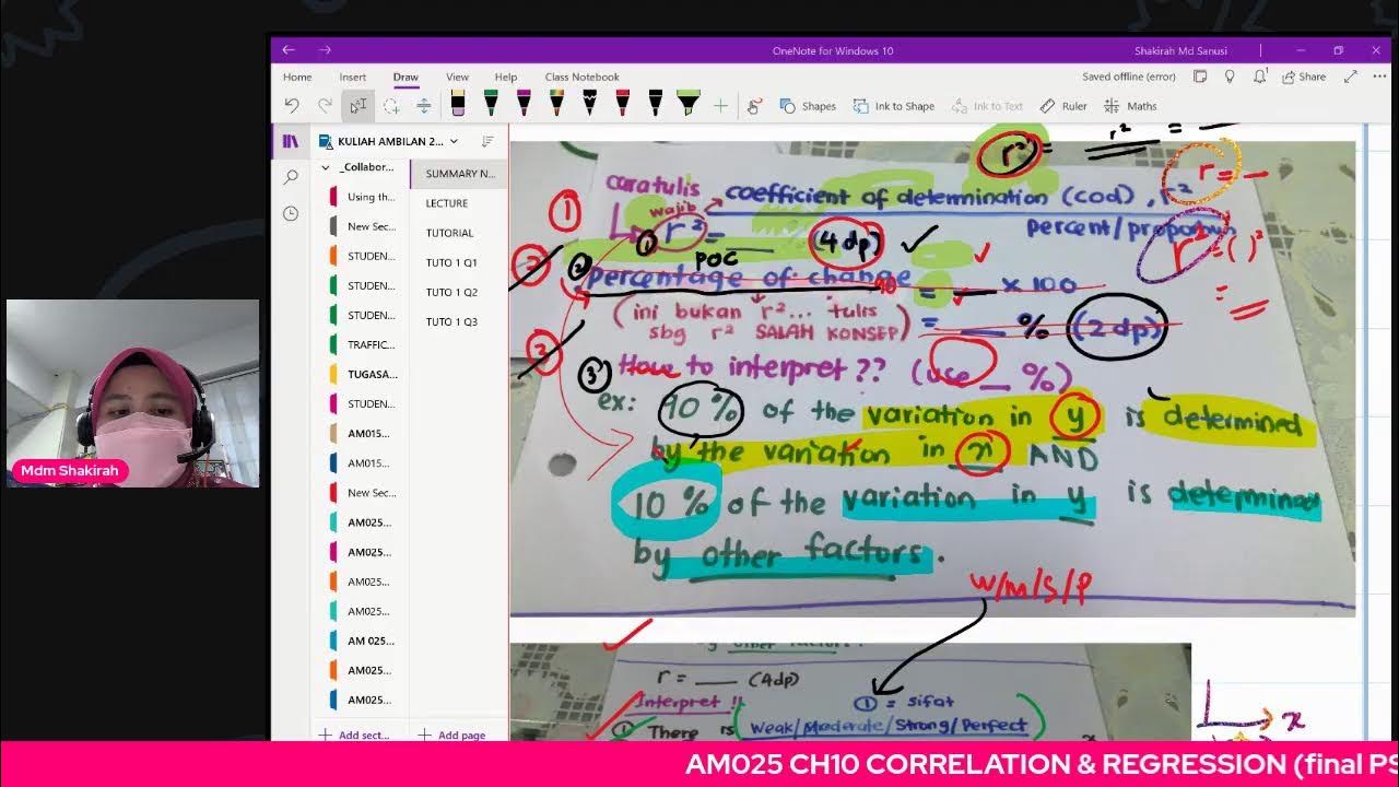 CLASS AM025 13APRIL2022 CH10 CORRELATION & REGRESSION TUTO 1 - YouTube