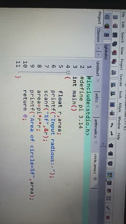 Write a program area of circle in c language#yt #bca #shorts #programming A. K. Raishan - YouTube