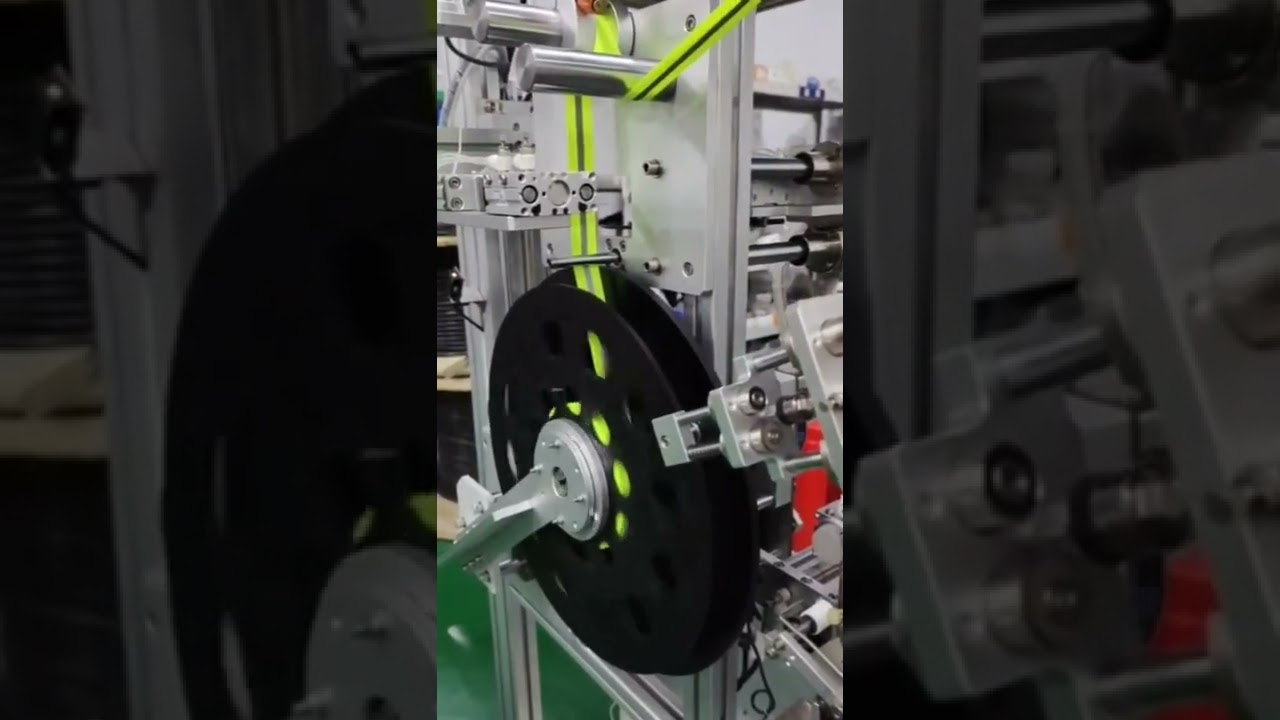 automatic polyester elastic ribbons rewinding rolling machine - YouTube