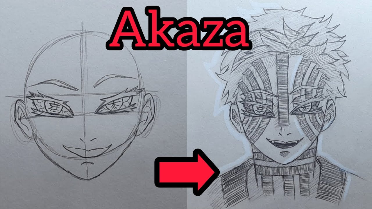 Anime drawing|How to draw Akaza from Demon Slayer|Step by step - YouTube