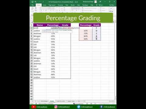 Percentage Grading Using Lookup Formula in Excel | Excel | Tutorials | Youtube Shorts #shorts # ...
