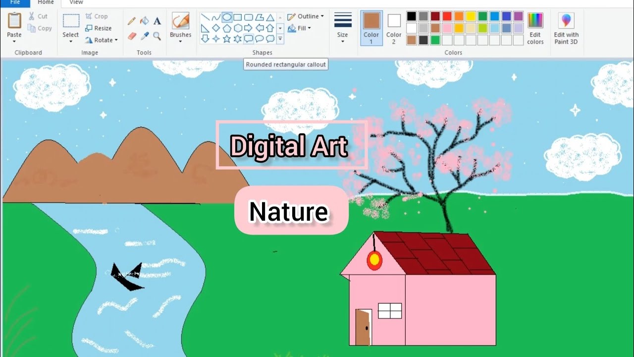 Ep-1|Easy Natural Drawing in ms paint | Scenery drawing |scenerydrawing ...