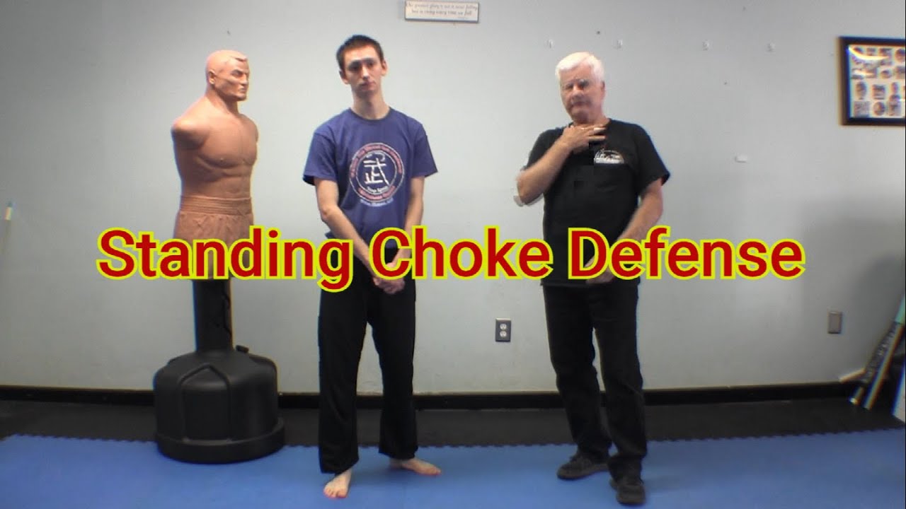 Defense Against a standing one and two hand front choke. - YouTube
