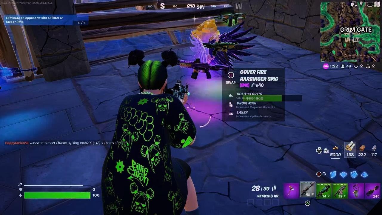 Fortnite Billie Eilish black style Gameplay in CH5S2 - YouTube