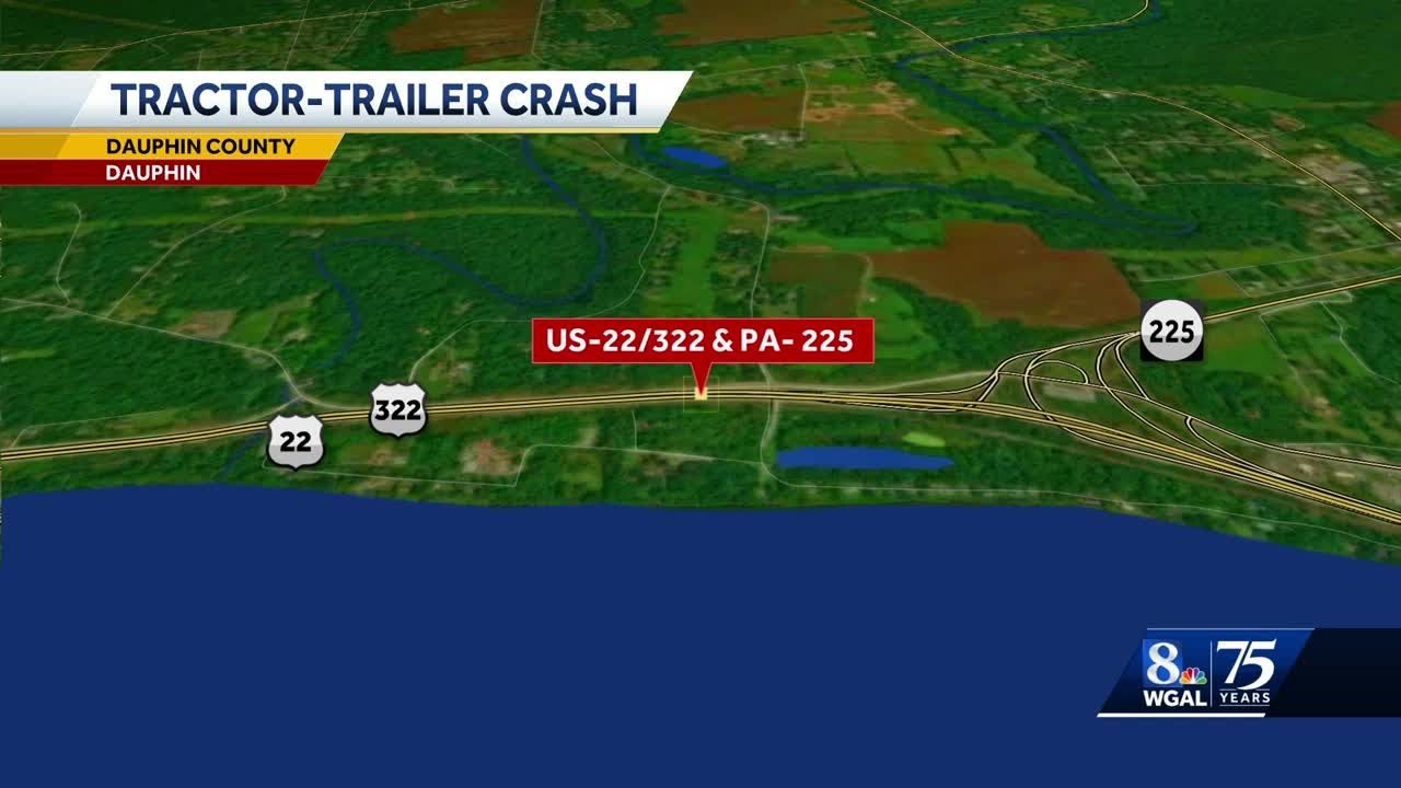 Portion of Rt.22/322 closed due to tractor-trailer crash - YouTube
