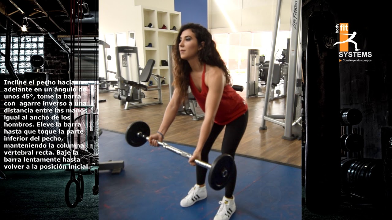 Remo con barra agarre invertido - Entrenamiento para mujeres - Espalda ...