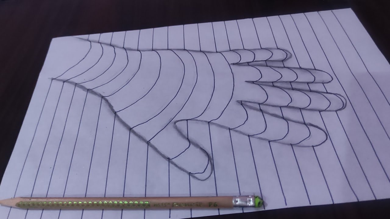 How to draw a 3D hand on paper - YouTube