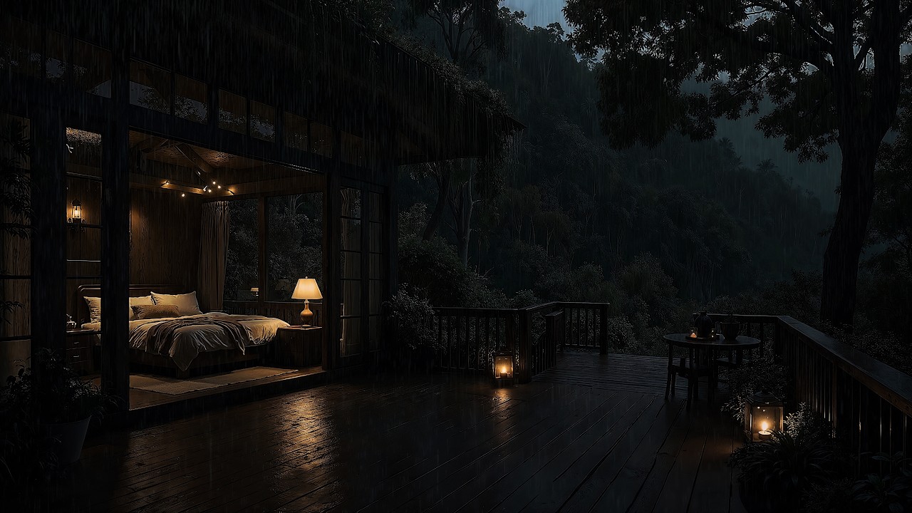 Relaxing Rain in a Forest Bedroom | Pure Natural White Noise for ...